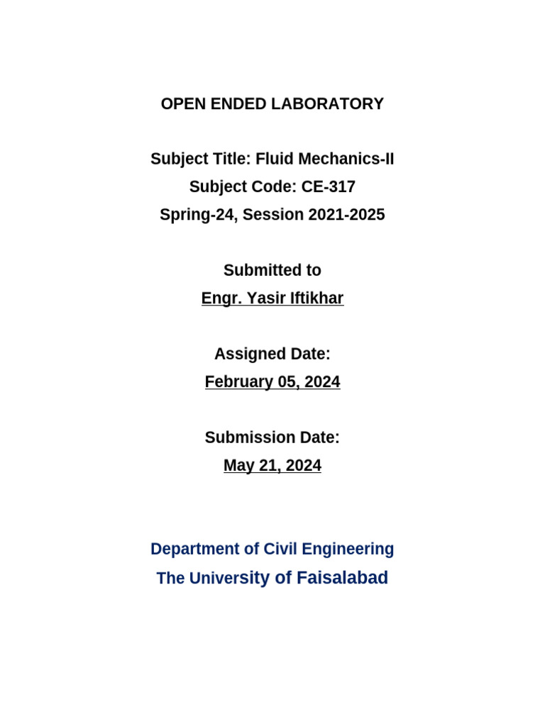 Fluid Mechanics II | PDF | Experiment | Laboratories