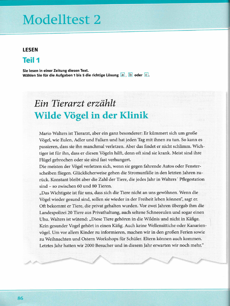 Mit Erfolg Zum Goethe Zertifikat A2 - Lesen - Modelltest 2 | PDF