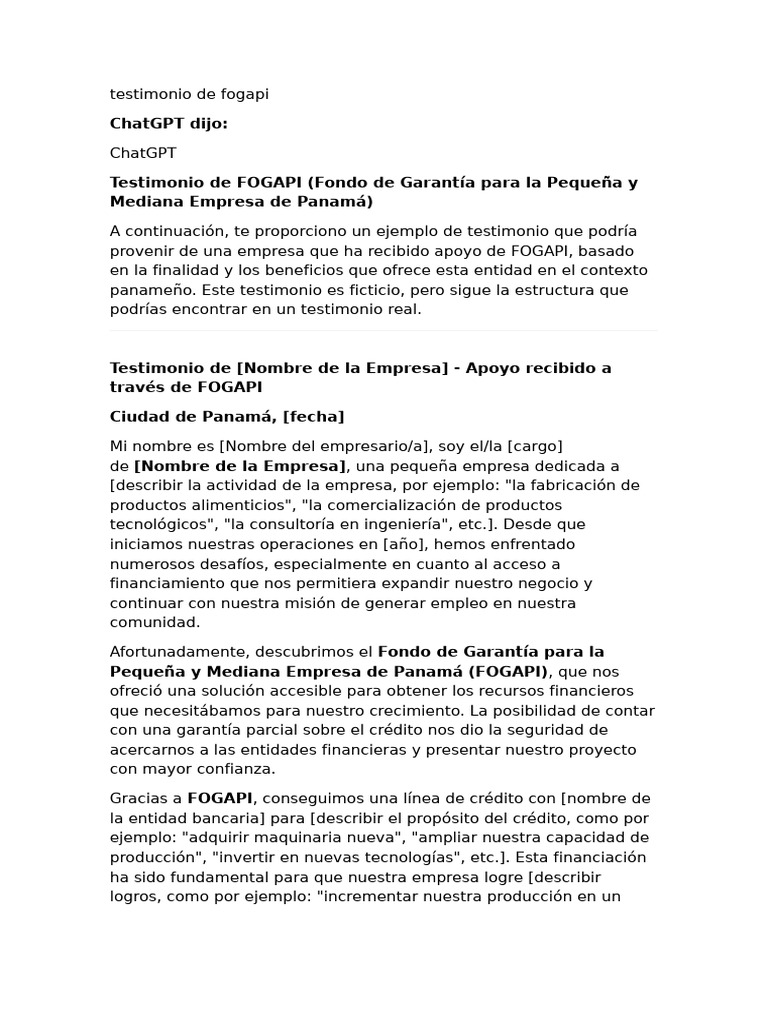 Testimonio de Fogapi | PDF | Bancos | Business