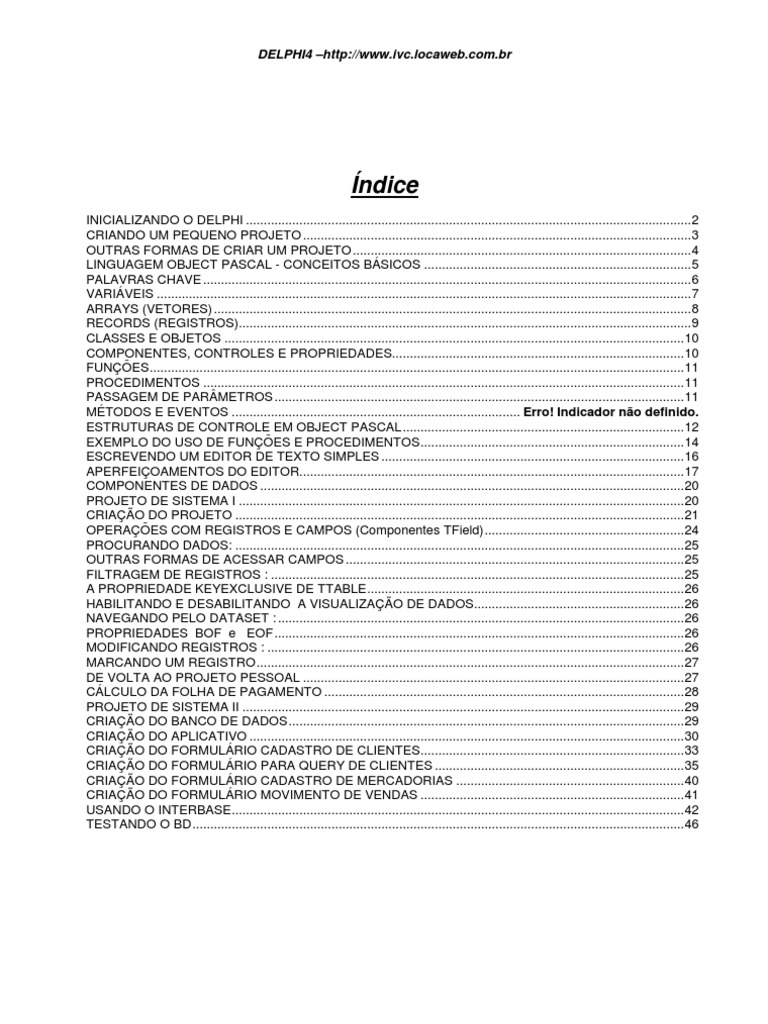 Apostila Delphi 4.0 | PDF | Classe (programação de computadores) | Tipo ...