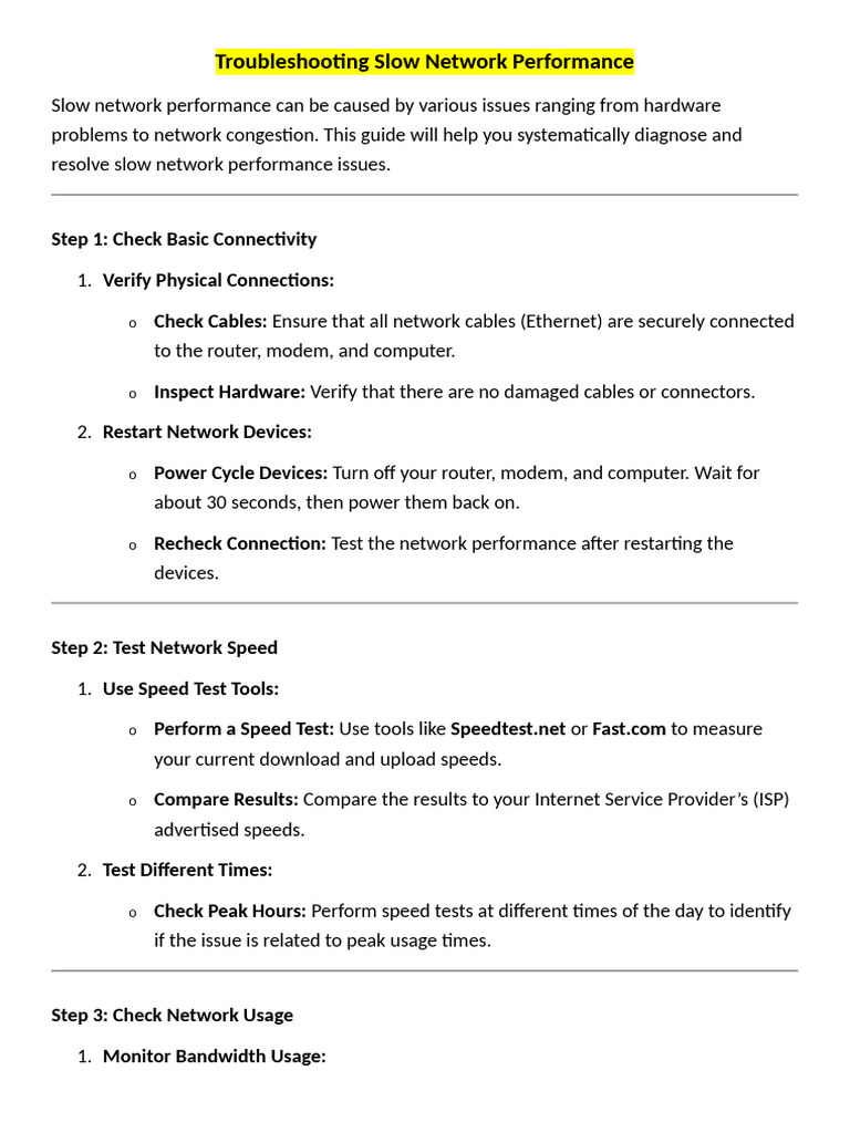 Troubleshooting Slow Network Performance | PDF | Computer Network ...