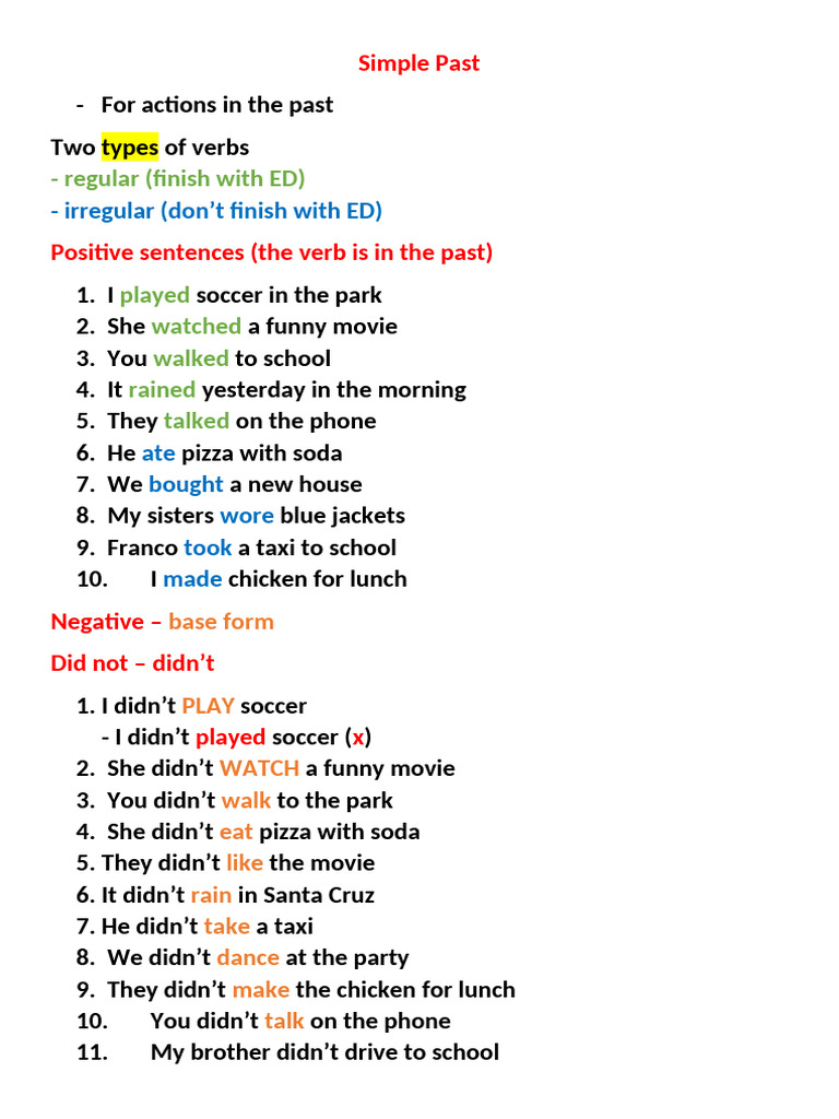 Simple Past Kids | PDF | Languages | Foreign Language Studies