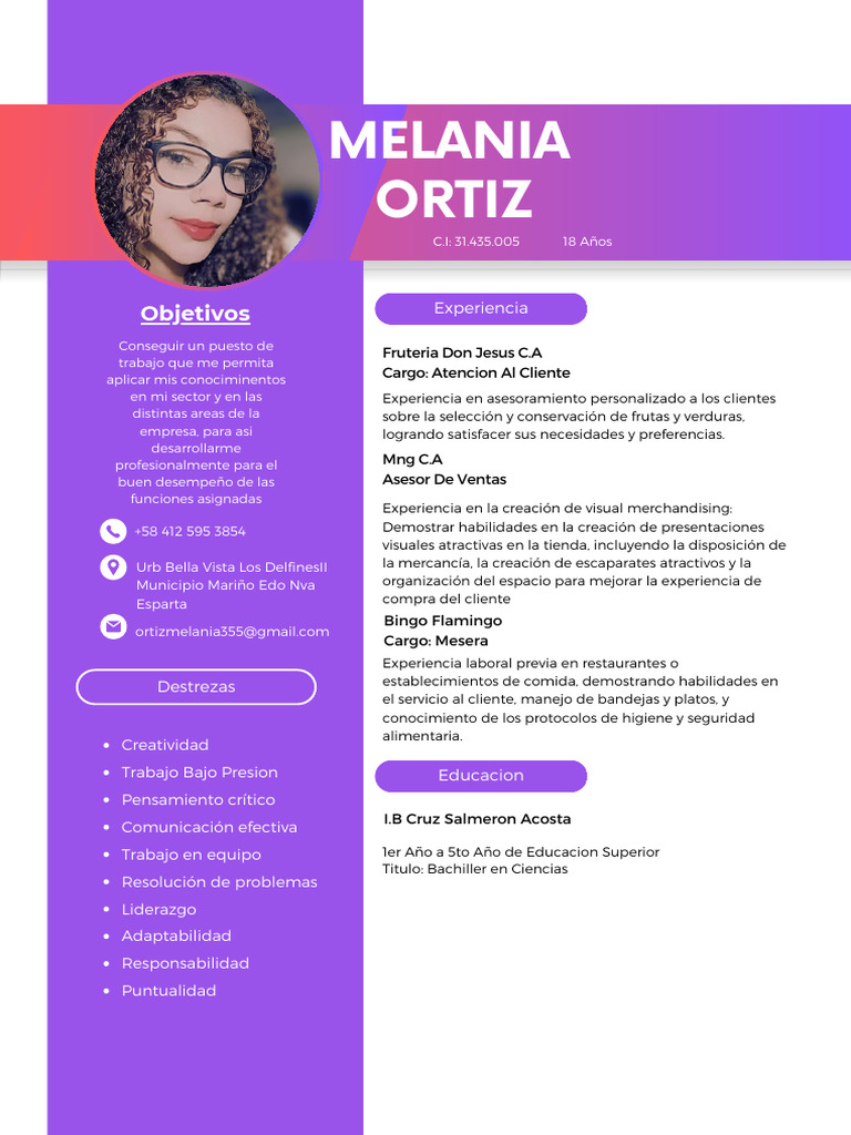 Currículum Melania Ortiz 20240117 045420 0000 | PDF