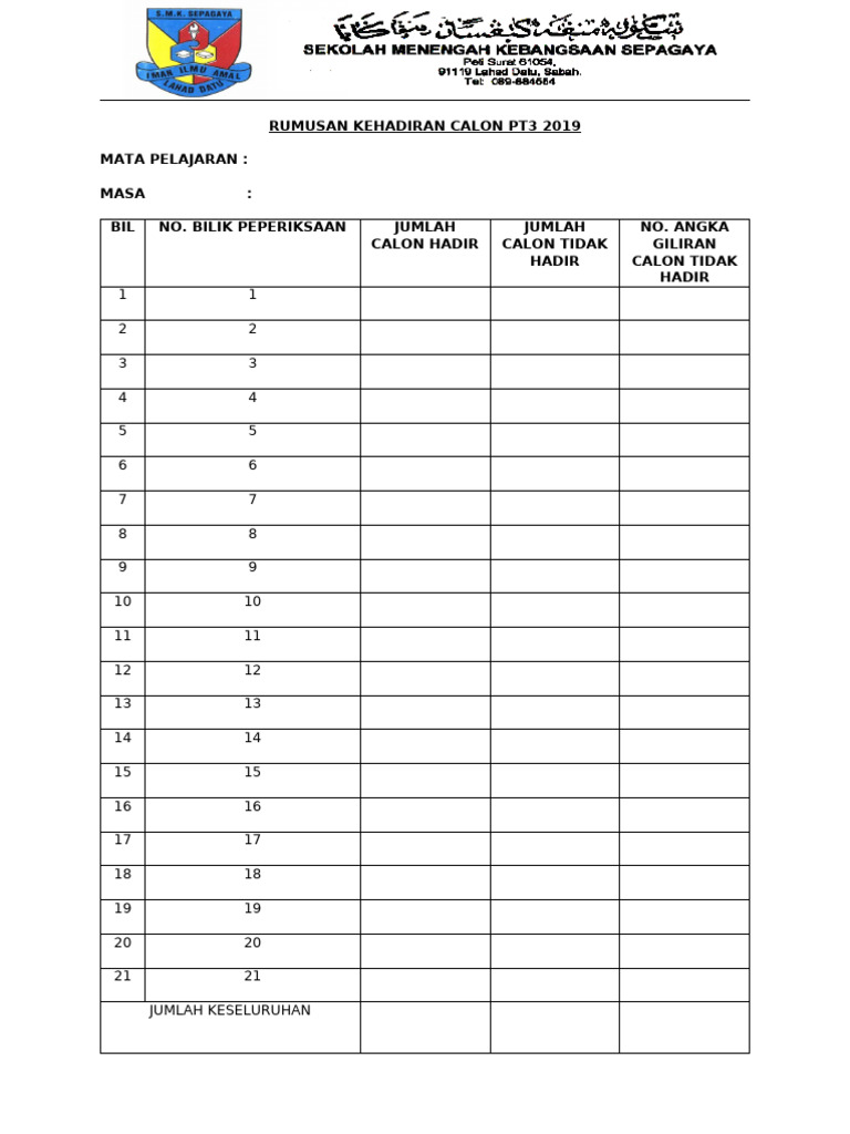 Borang Rumusan Kehadiran | PDF