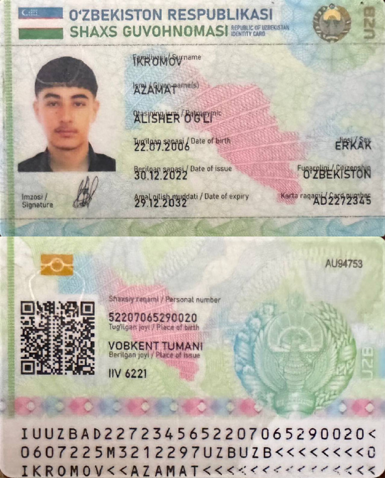 Azamat Ikromov Passport | PDF