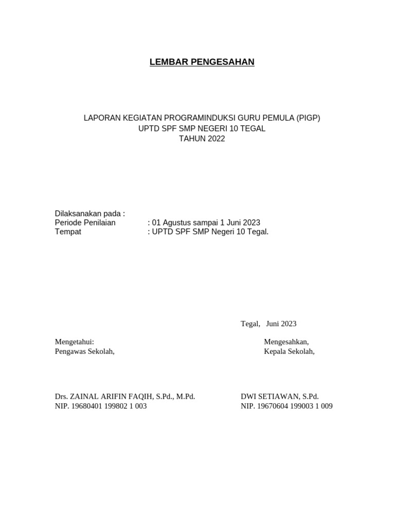 Edit 3. Contoh Lembar Pengesahan Laporan | PDF