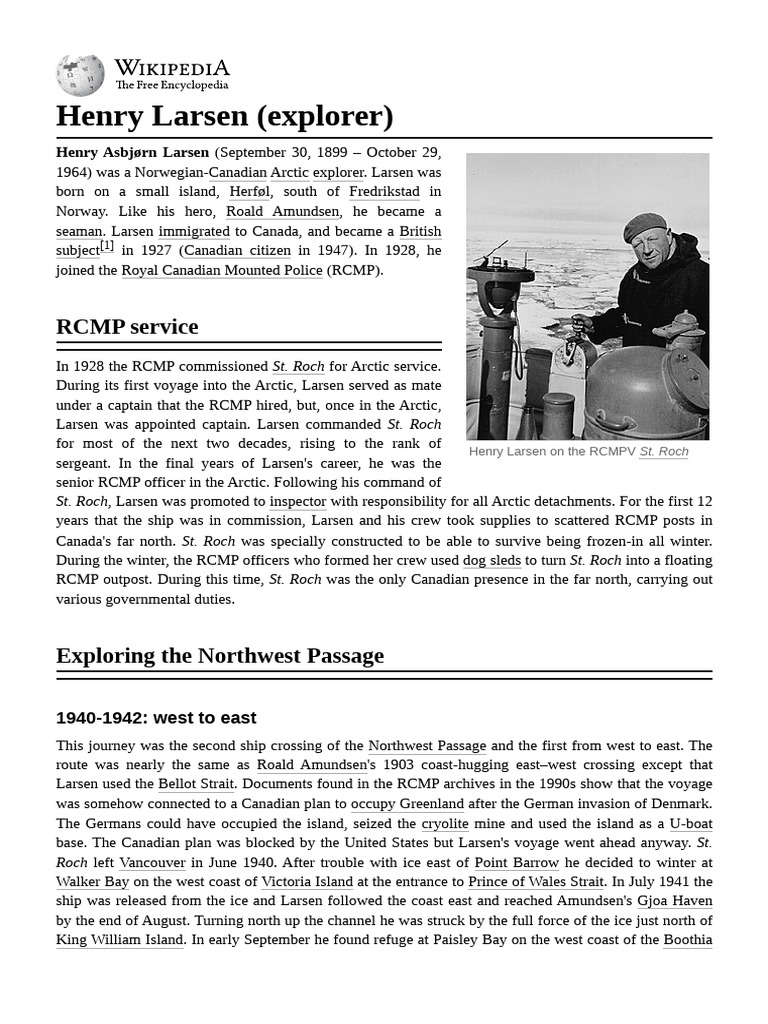 Henry_Larsen_(explorer) | PDF | Water Transport | Exploration