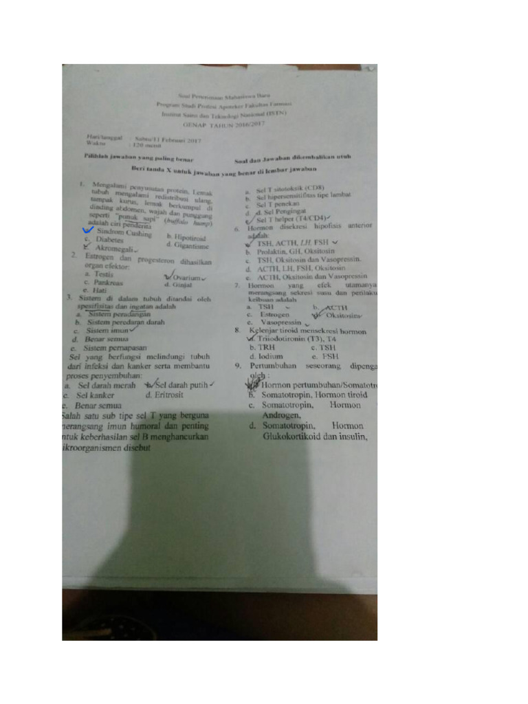 Soal Ujian Masuk Apoteker Istn Soal Apt PDF PDF Free | PDF