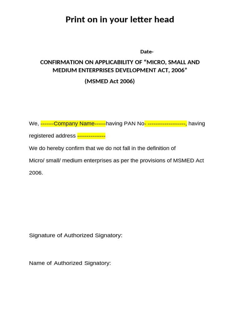 Declaration Form MSME | PDF