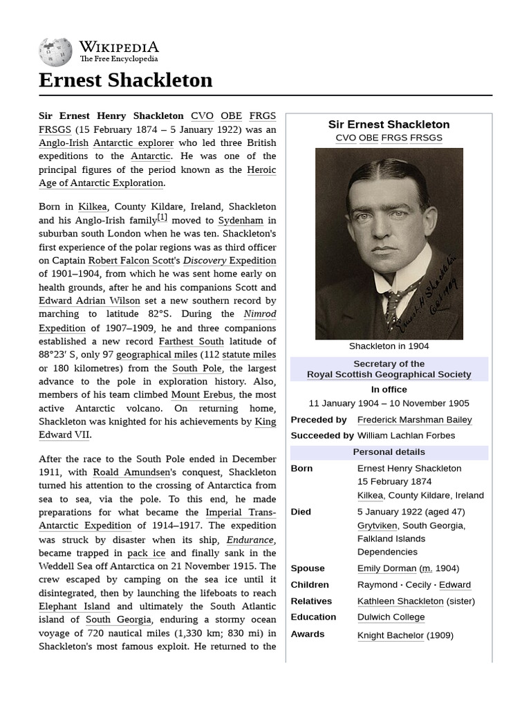 Ernest_Shackleton | PDF | Ernest Shackleton | Antarctic Expeditions