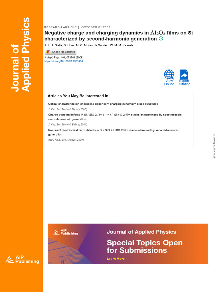 Al2O3 Films on Si: Charge Dynamics Analysis | PDF | Laser | Photon