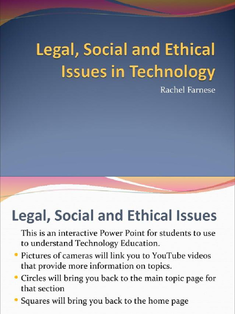 Legal Ethical and Social Issues in Technology | PDF