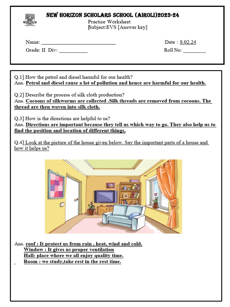 EVS Grade II Practice Worksheet | PDF