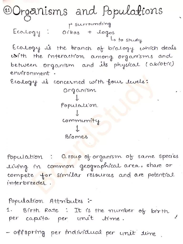 Organisms and Populations Notes 0001 | PDF