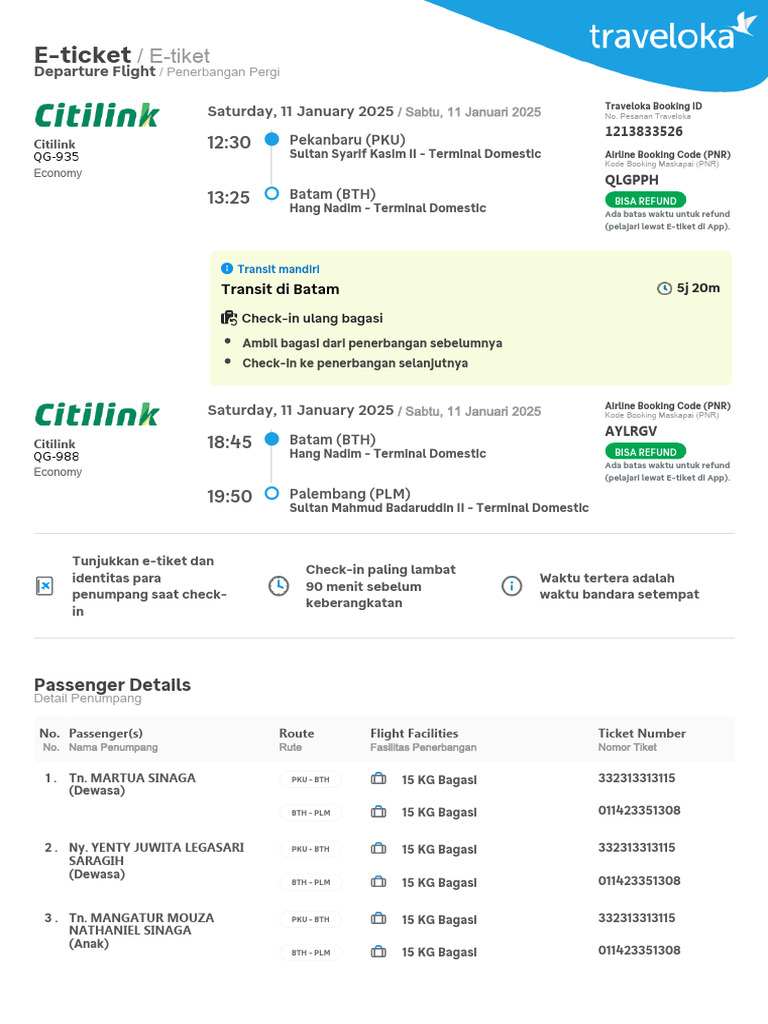 FLIGHT#1-Martua Sinaga-PKU-QLGPPH, AYLRGV-PLM-FLIGHT_ORIGINATING | PDF