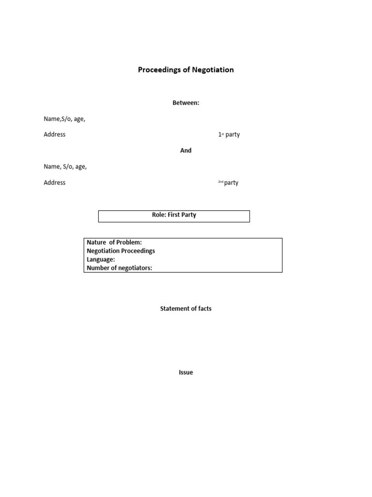 Negotiation Proposal Sample Format | PDF