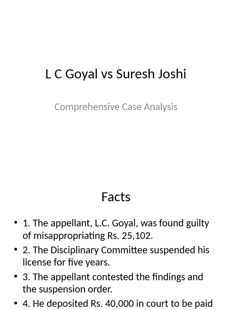 LC Goyal Vs Suresh Joshi Presentation | PDF