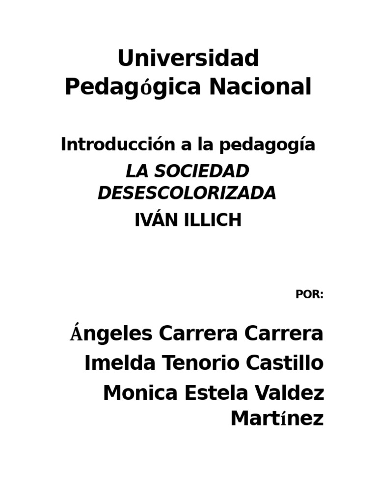 la sociedad desescolarizada de Iván Illich | PDF | Aprendizaje | Escuelas