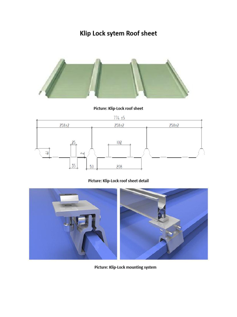 Klip Lock Sytem Roof Sheet | PDF