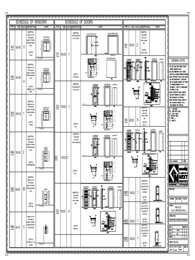 A-501 Doors & Windows Schedules | PDF | Door | Building Materials