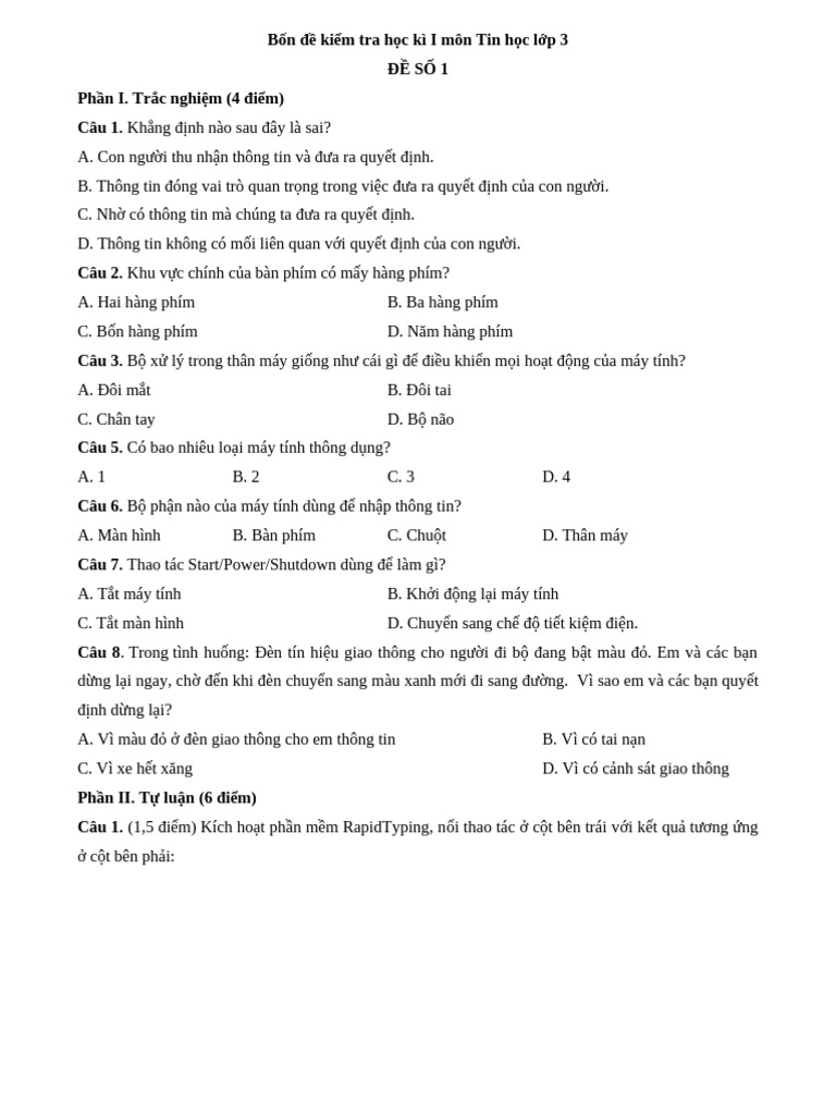 Bo De Thi Cuoi Ki 1 Tin Hoc Lop 3 Chan Troi Sang Tao Co Dap An Pdf