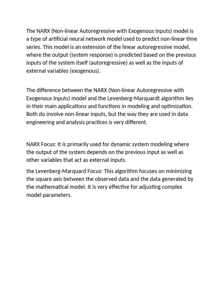 NARX Model for Non-linear Time Series | PDF