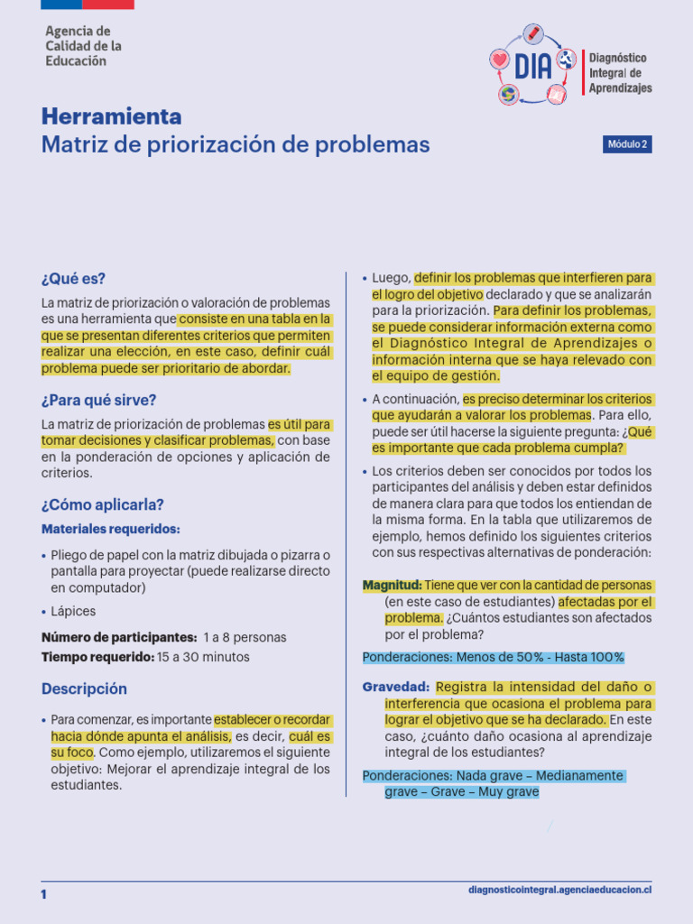 Matriz de Priorizacion de Problemas | PDF | Matriz (Matemáticas)