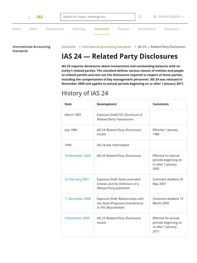 IAS 24 — Related Party Disclosures | PDF | Subsidiary | Equity (Finance)