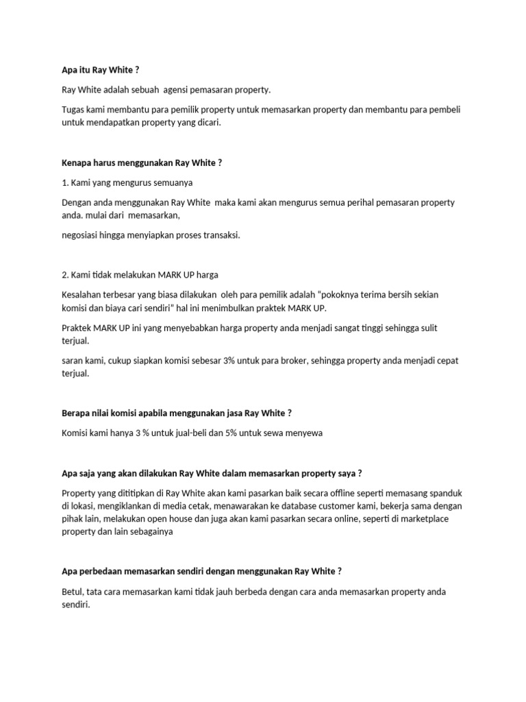 Memahami Ray White dan Layanannya | PDF