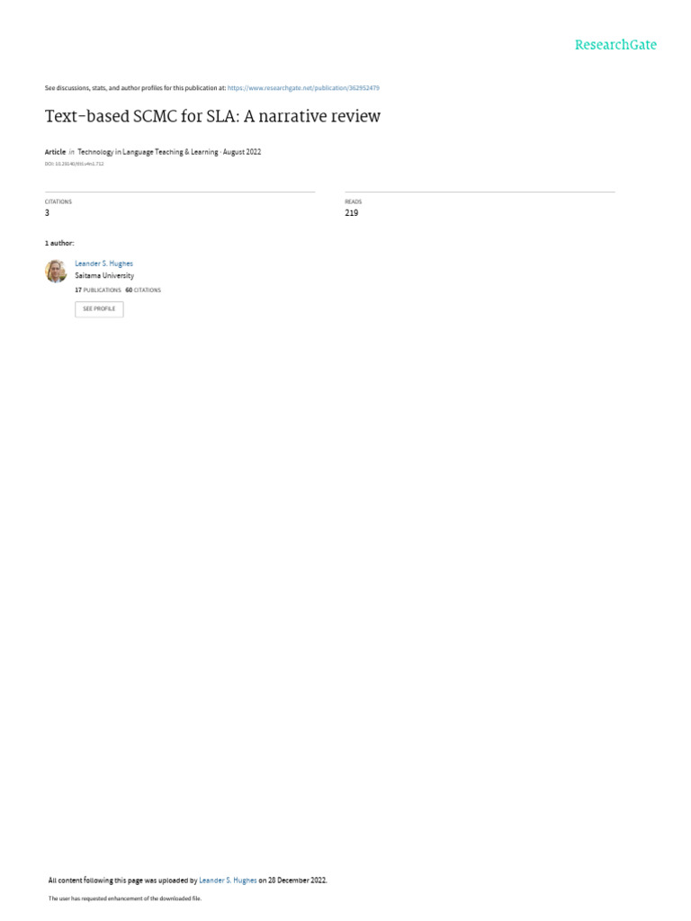 The Relationship Between Interaction Moves During Text-Based SCMC and L2 Vocabulary Learning ...