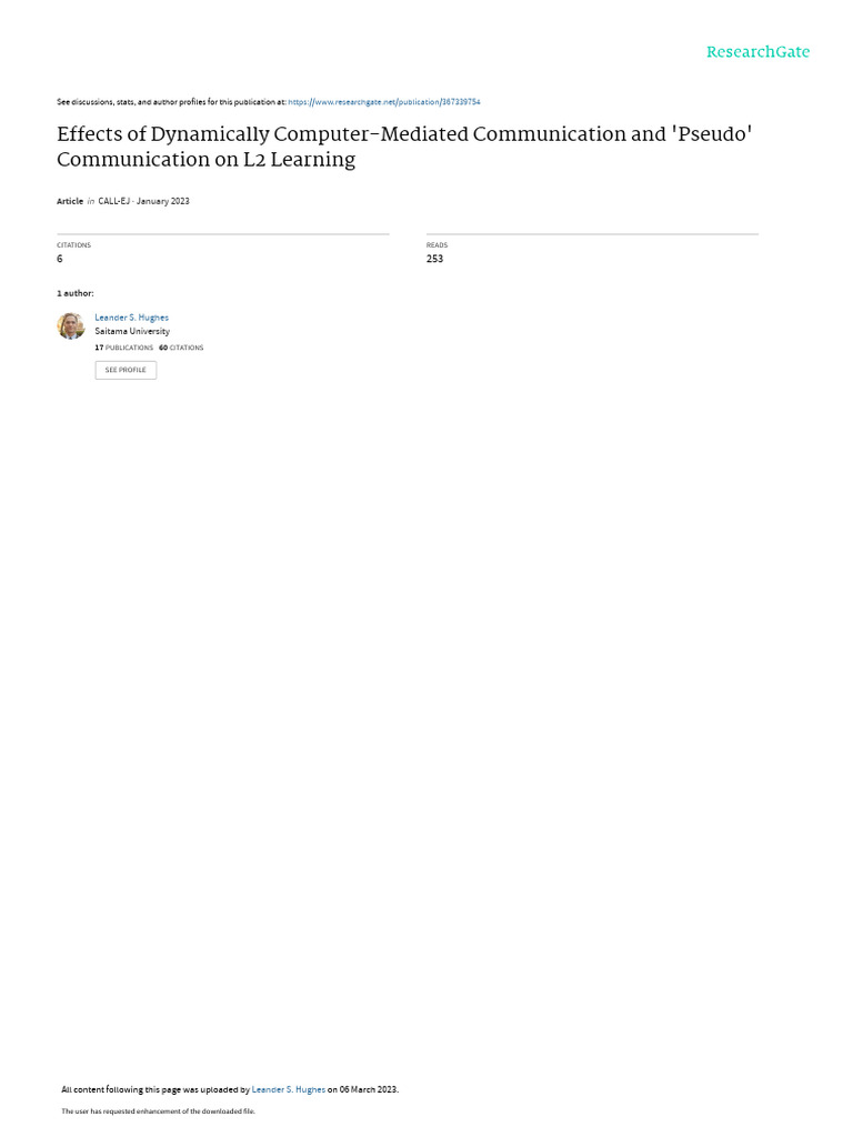 Effects of Dynamically Computer-Mediated Communication and 'Pseudo ...