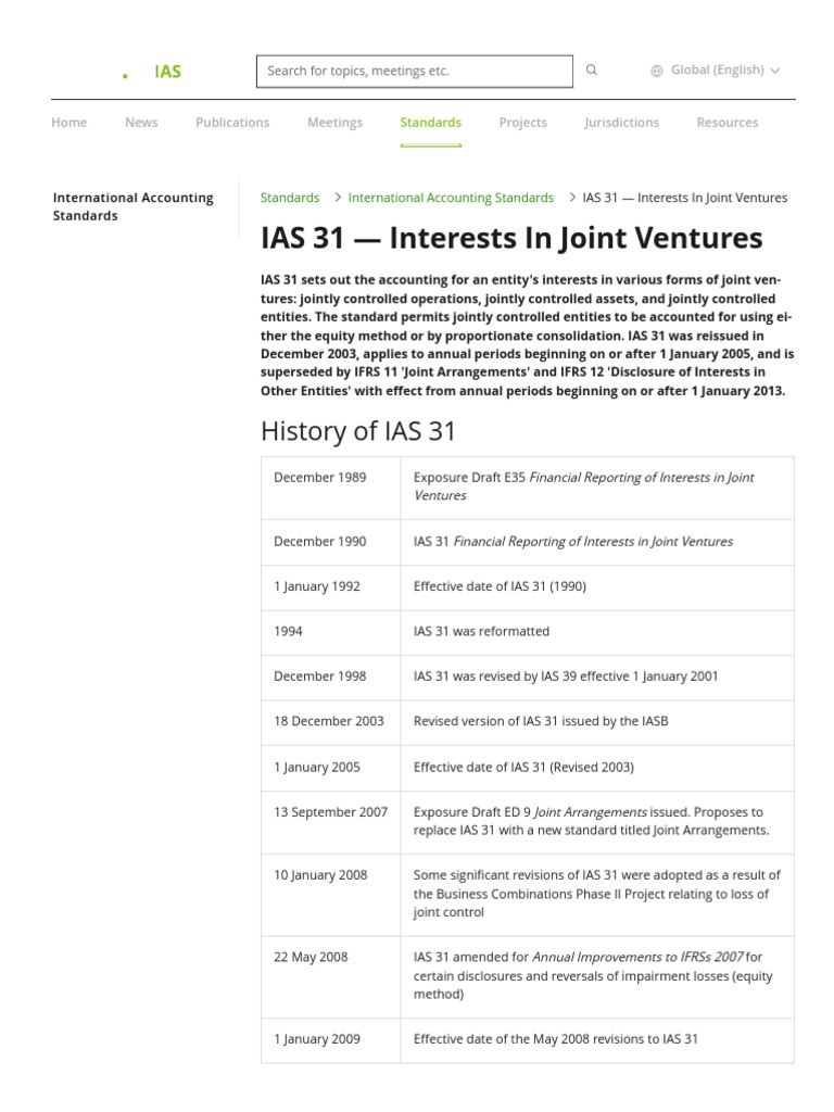 IAS 31 - Interests in Joint Ventures | PDF | International Financial Reporting Standards ...