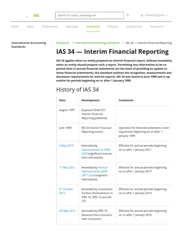 IAS 34 - Interim Financial Reporting | PDF | International Financial ...