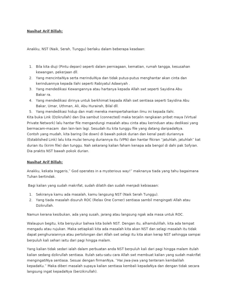 Nasihat Arif Billah | PDF