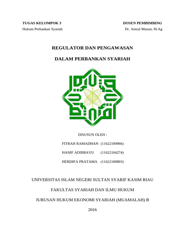 REVISI - Regulator Dan Pengawasan Dalam Perbankan Syariah - Kel. 3 | PDF