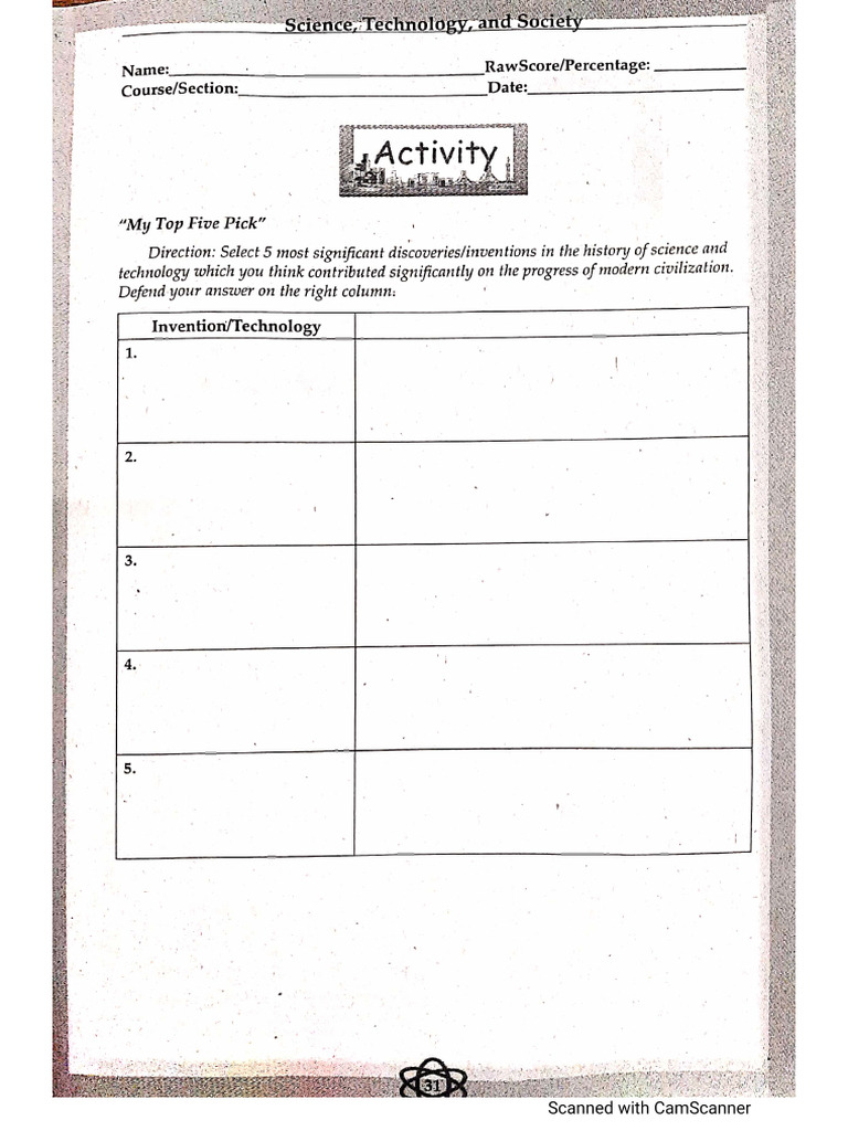 STS-Lesson 3 Assessment & Learning Activities | PDF