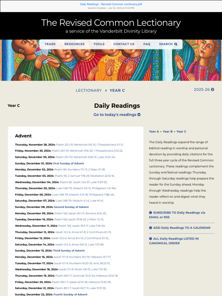 Daily Readings - Revised Common Lectionary | PDF | Easter | Lectionary