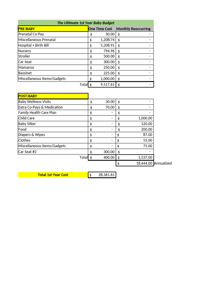 Post 48 - The Ultimate First Year Baby Budget | PDF