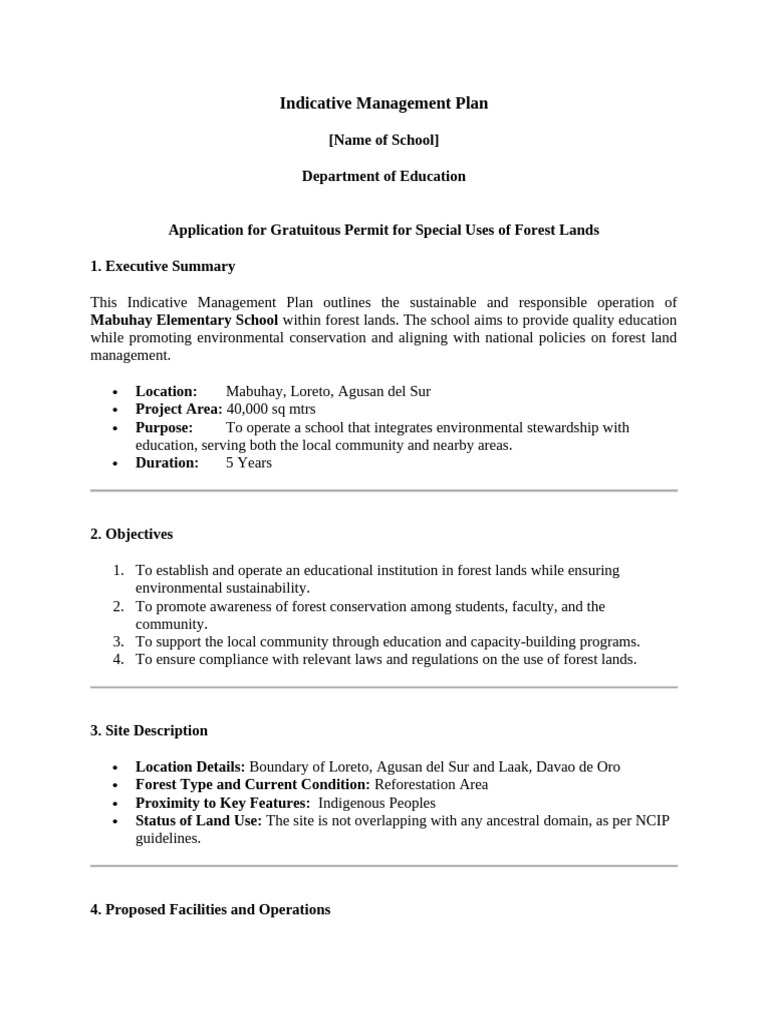 Indicative Plan Template Sample 2 1 | PDF | Sustainability | Natural ...
