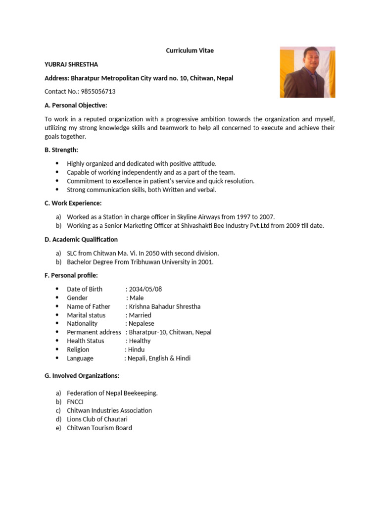 Yubraj Shrestha's Professional CV | PDF