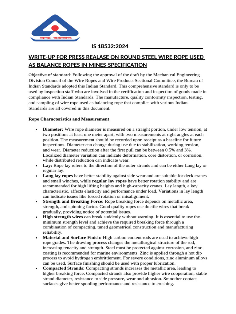 WRITE up IS 18532 | PDF | Rope | Wire