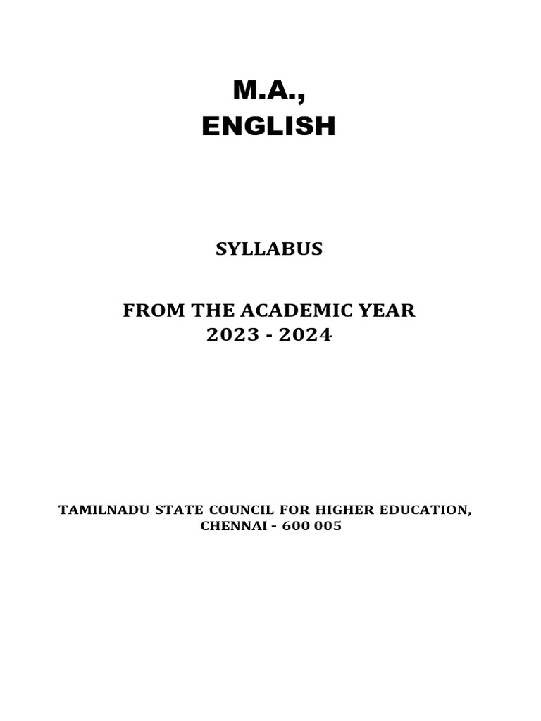 M.A. English Syllabus 2023-2024 | PDF | English Literature