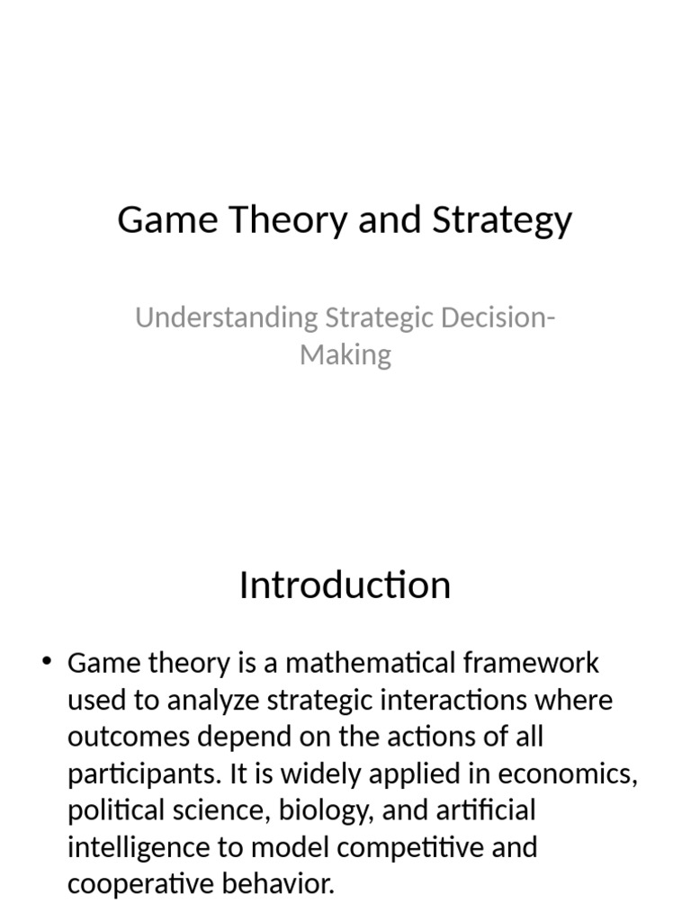 Game Theory and Strategy | PDF