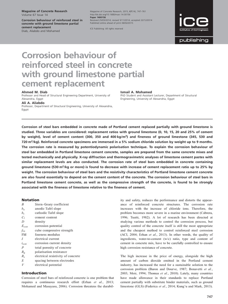 [Diab] Corrosion behaviour of RC with ground limestone partial cement ...