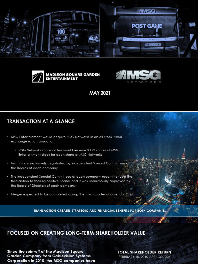 MSGE Roadshow Materials 5 6 21 Re Upload | PDF | Free Cash Flow | Income