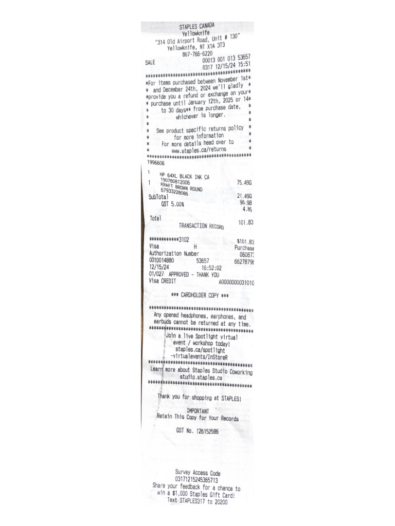 Staples Receipts | PDF