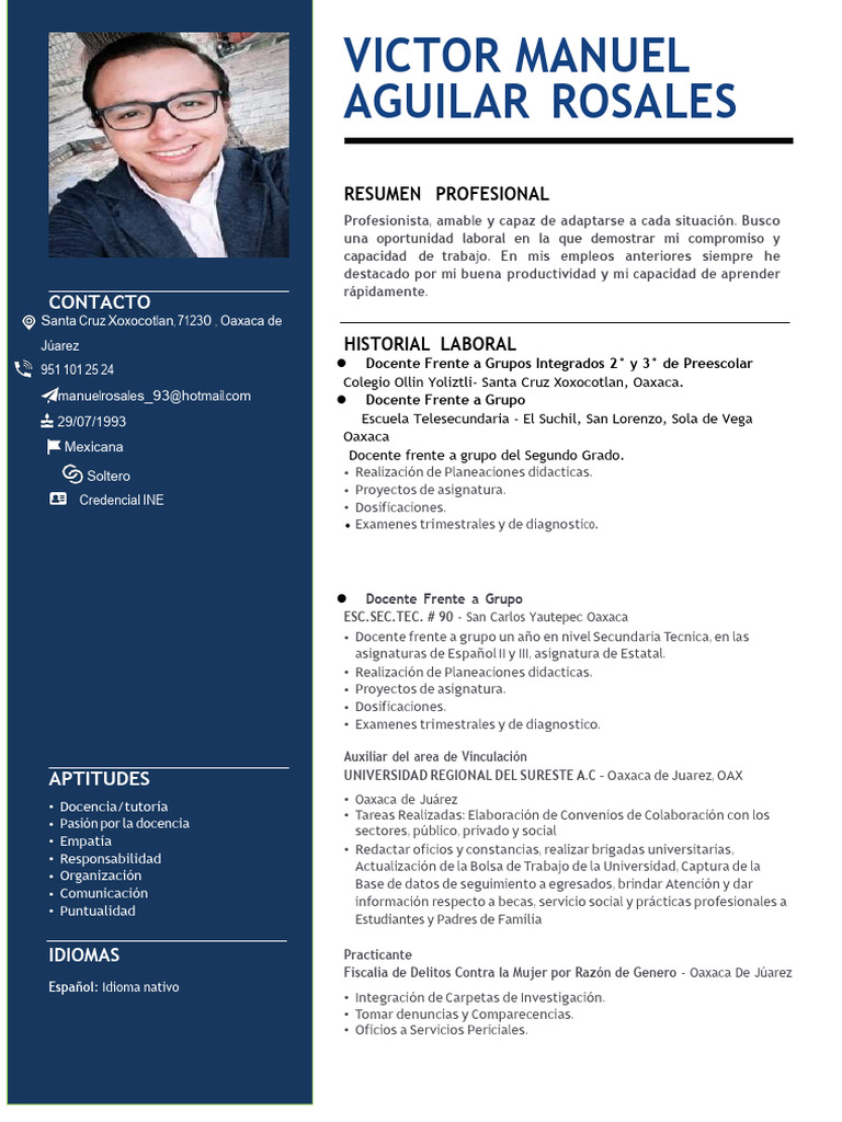 CV Victor Manuel Aguilar Rosales | PDF | Universidad