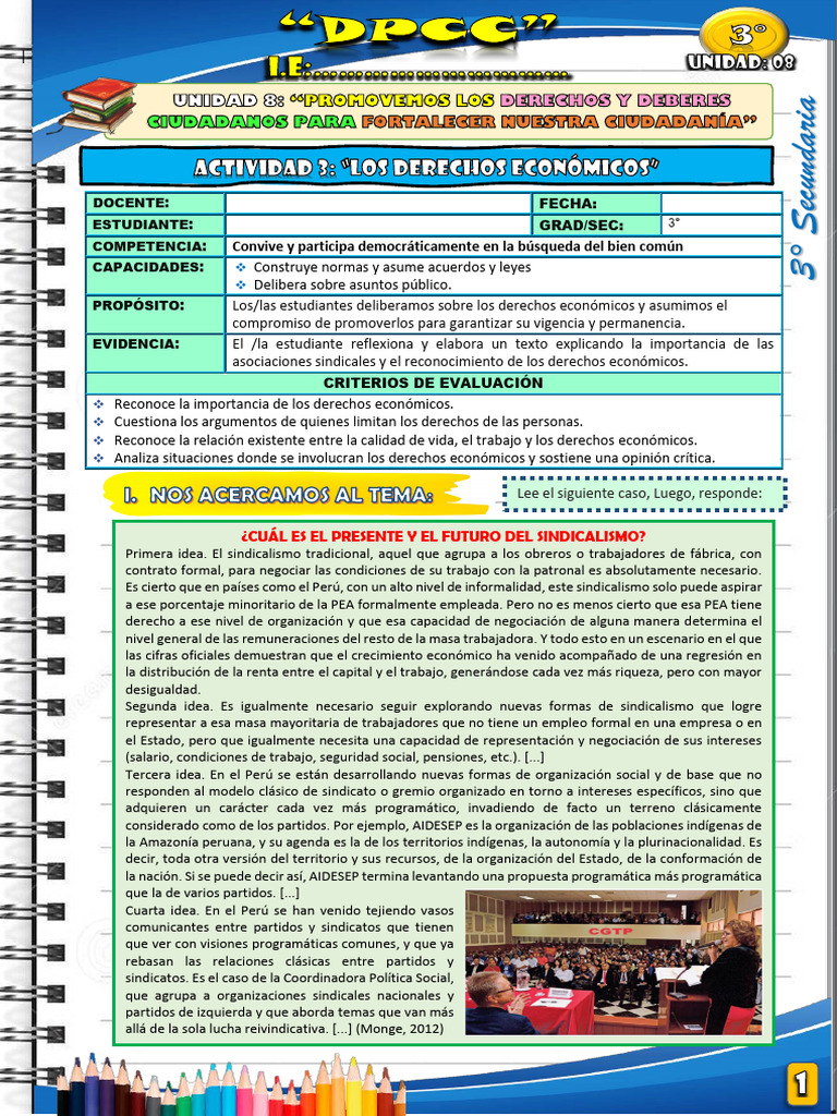 3° DPCC -ACTV.03-UNID.8 2023 | PDF | Derecho laboral | Trabajo infantil