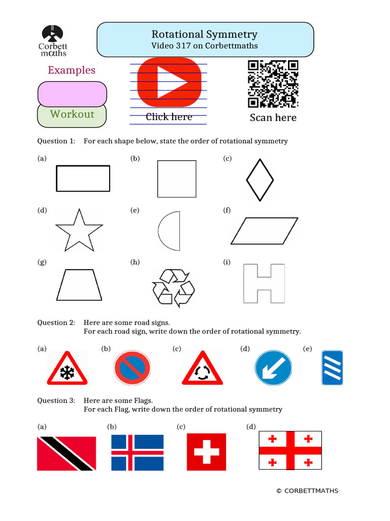 Rotational Symmetry Worksheet Answers | PDF | Shape | Euclidean Plane ...