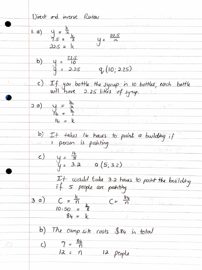 Direct_and_Inverse_Proportion_Answer_Key | PDF